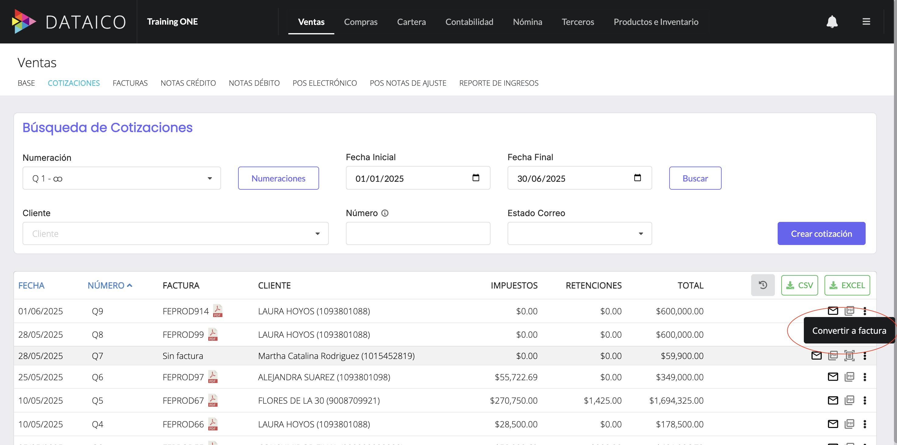 ¿Cómo crear una cotización en Dataico.?
